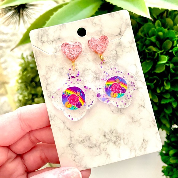 Lisa Frank | Jewelry | Lisa Frank Rose Sticker Earrings | Poshmark